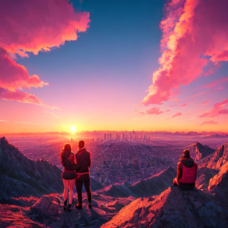 sunset, highly detailed, perfect viewpoint, urban c...