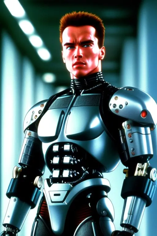 a cyborg humanoid Terminator T-800 with metallic end... | OpenArt