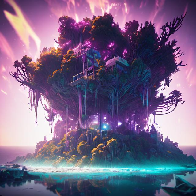 Photorealistic Dramatic Purple island, Anime Key Vis... | OpenArt