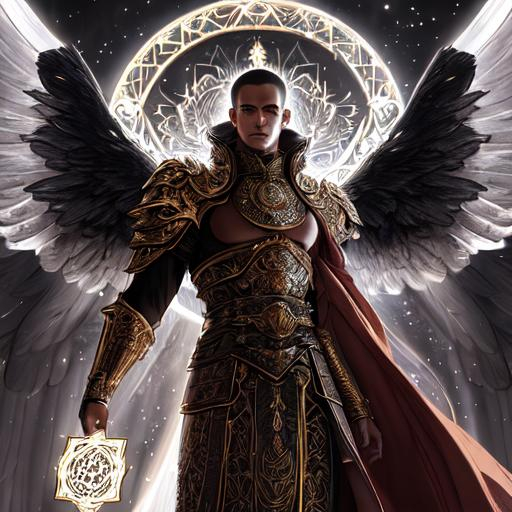 Tarot style + handsome male monk+wings and feathered... | OpenArt