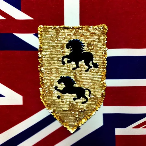 horse and british flag gold and silver gilded embroi... | OpenArt