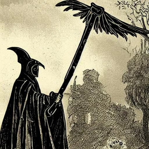 A skinny warlock, dressed with dark robes, yielding...