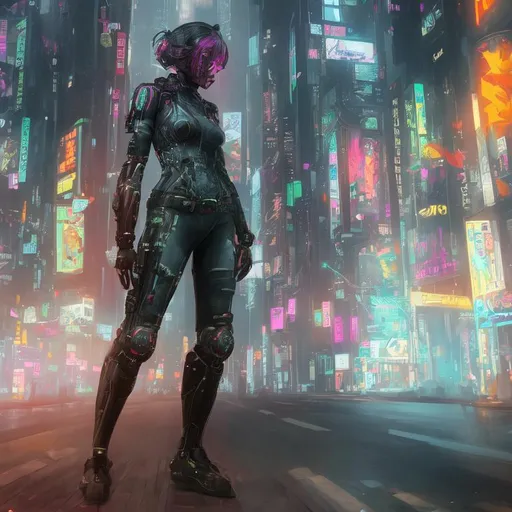 a human, full body, cyberpunk style