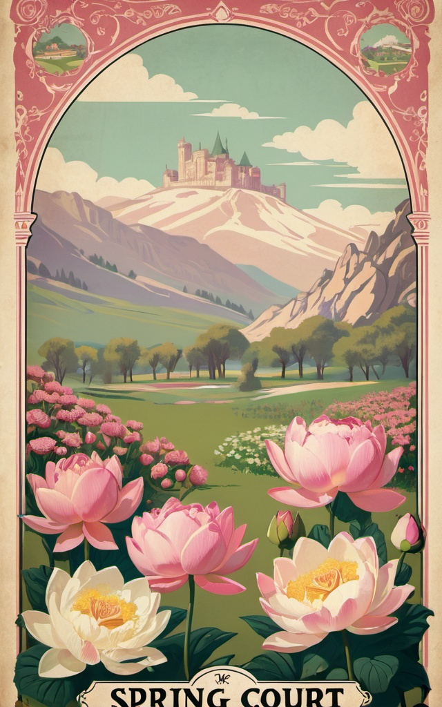 Retro vintage style travel poster for the Spring Cou...