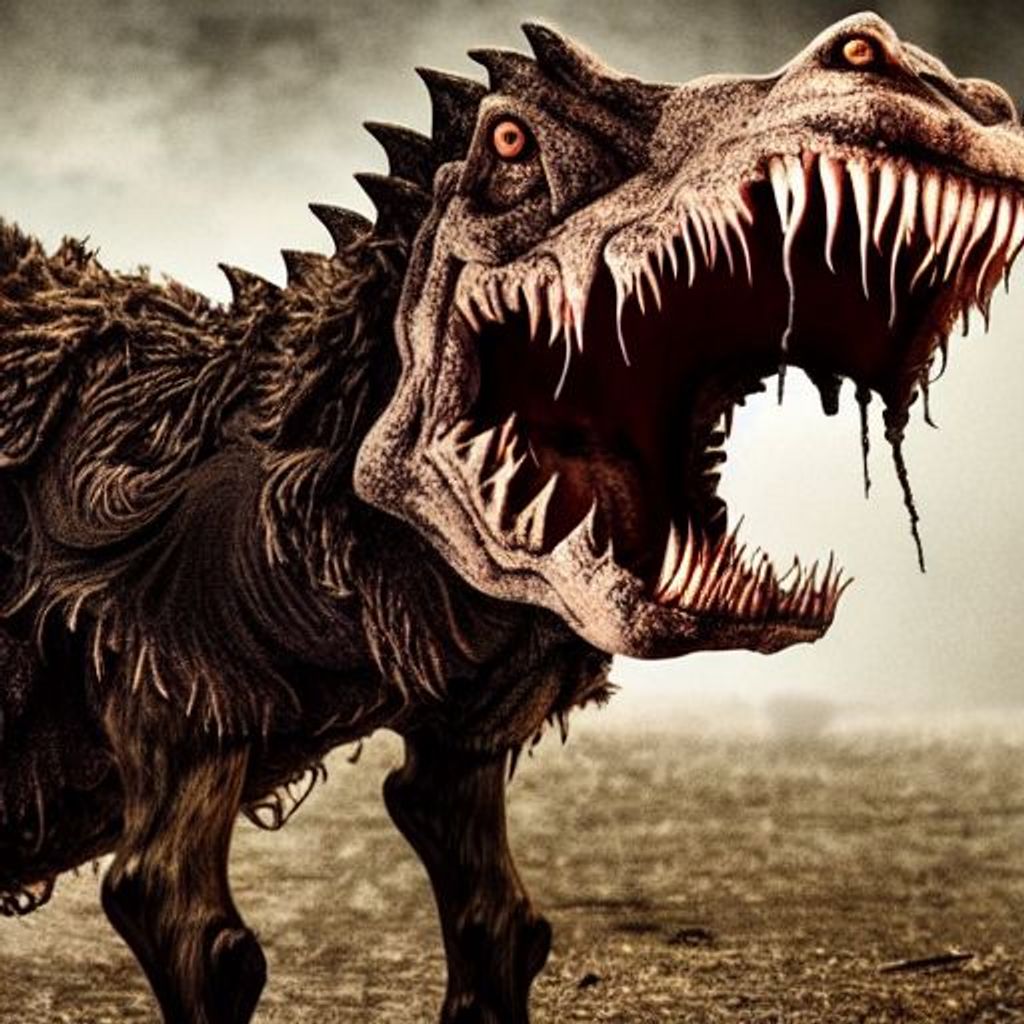 mutated goat monster hybrid with huge mouth open