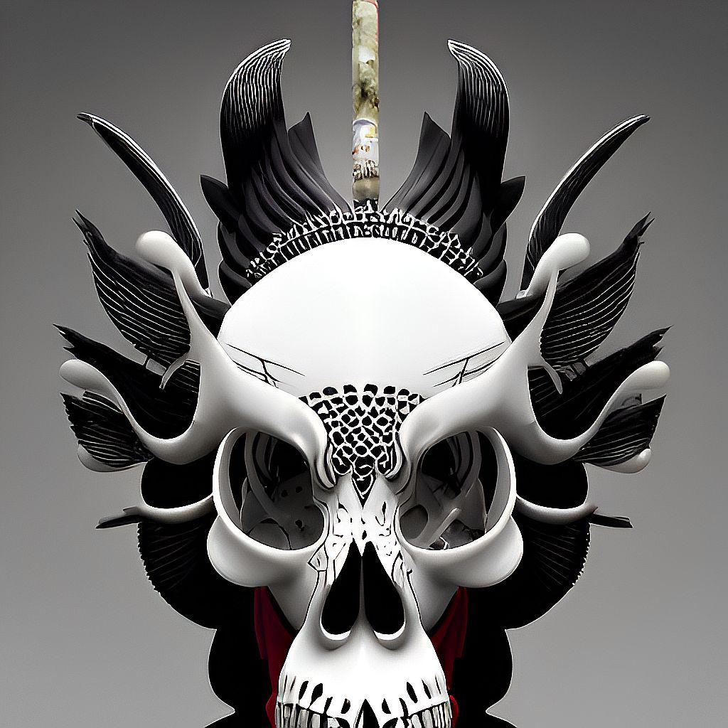 close - up profile simple portrait punk skull with m...