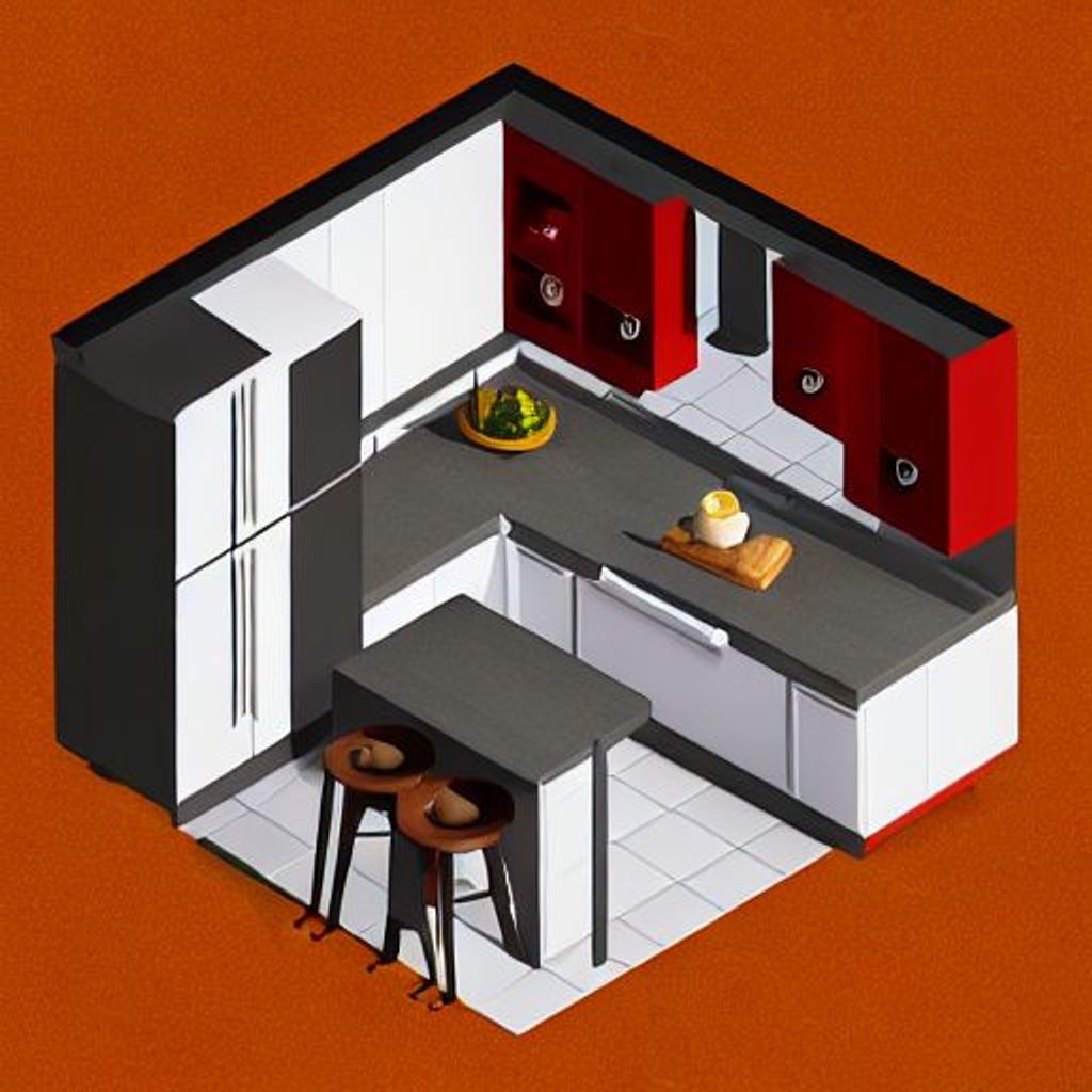 isometric kitchen, blender render | OpenArt