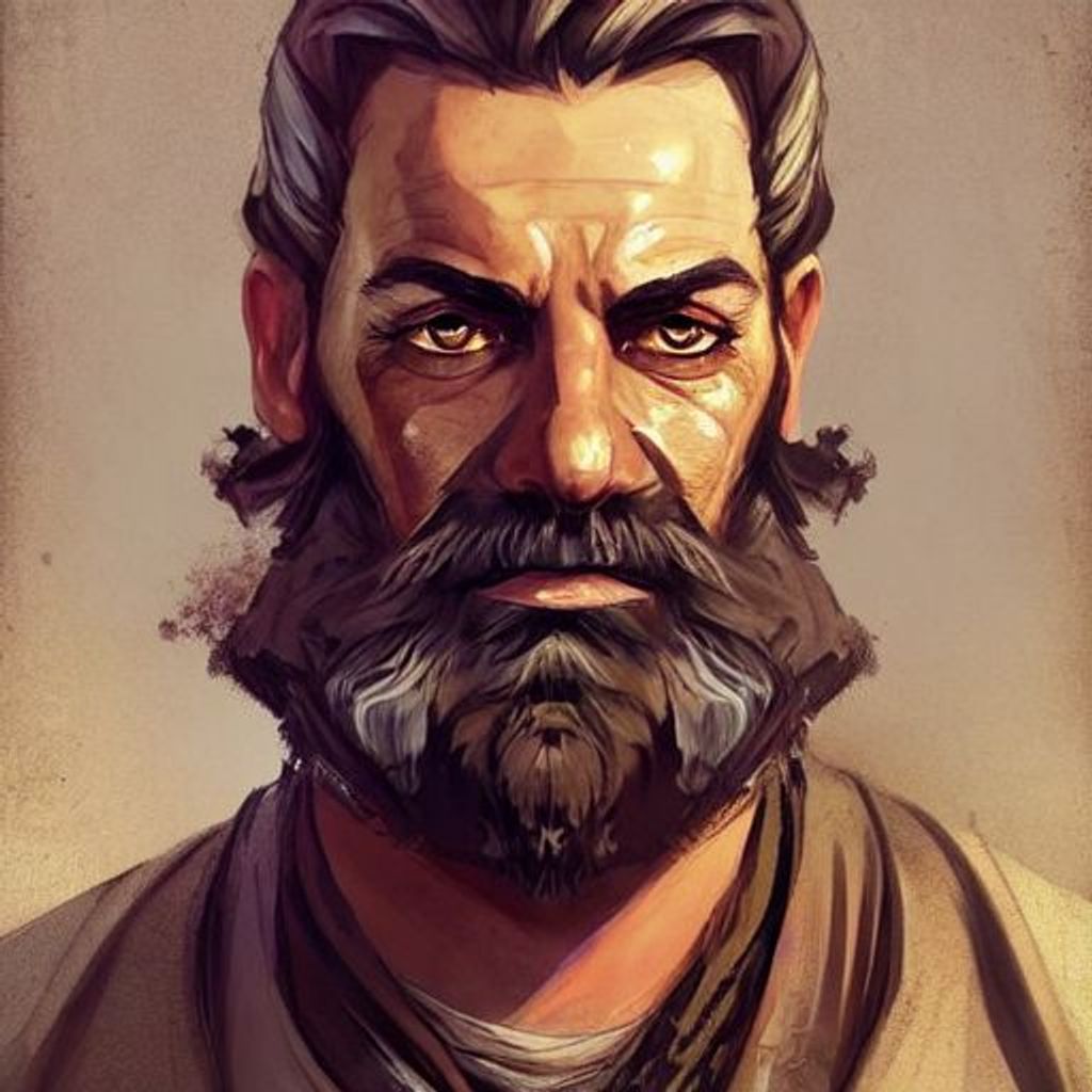 centered detailed portrait of an old smuggler with a...