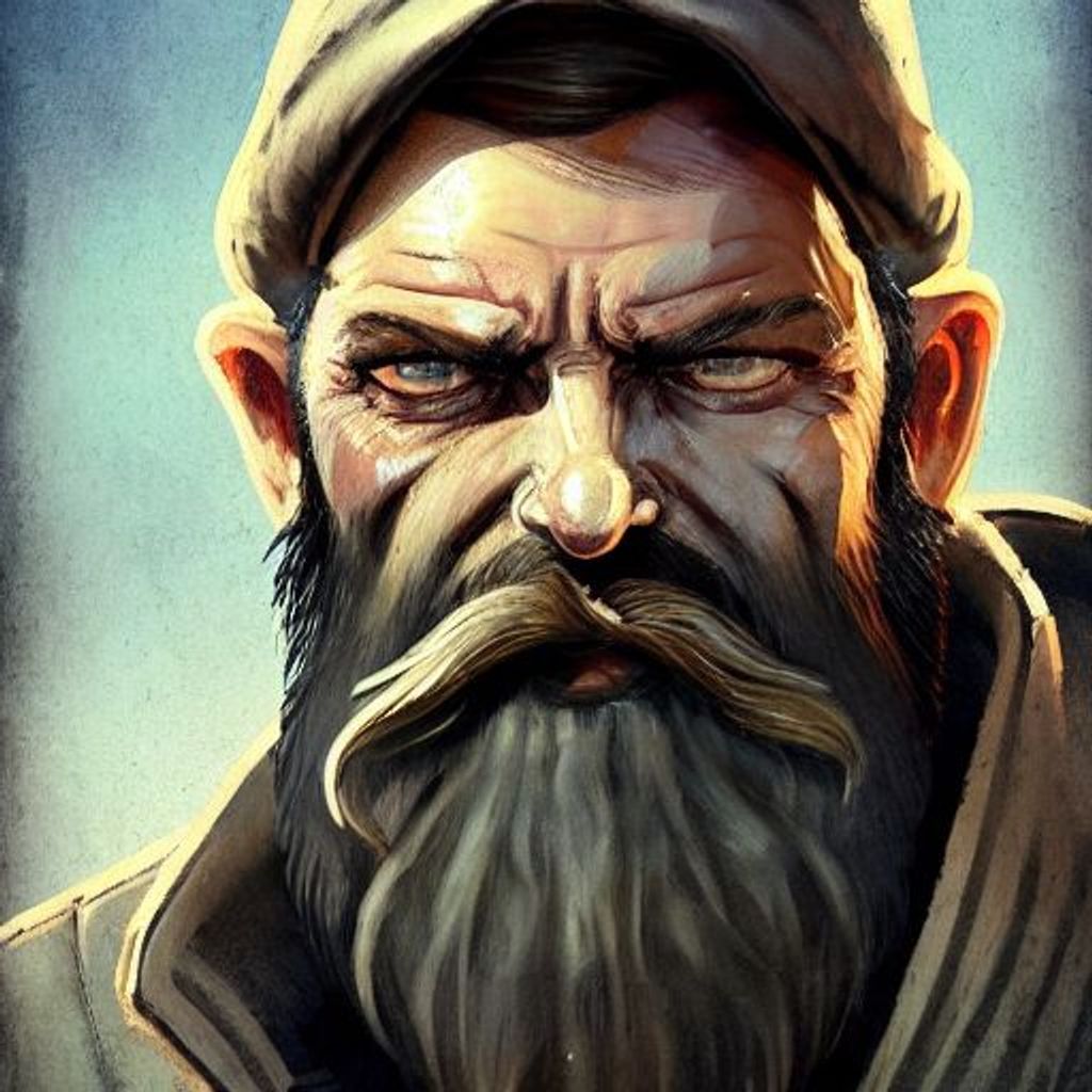 centered detailed portrait of an old smuggler with a...