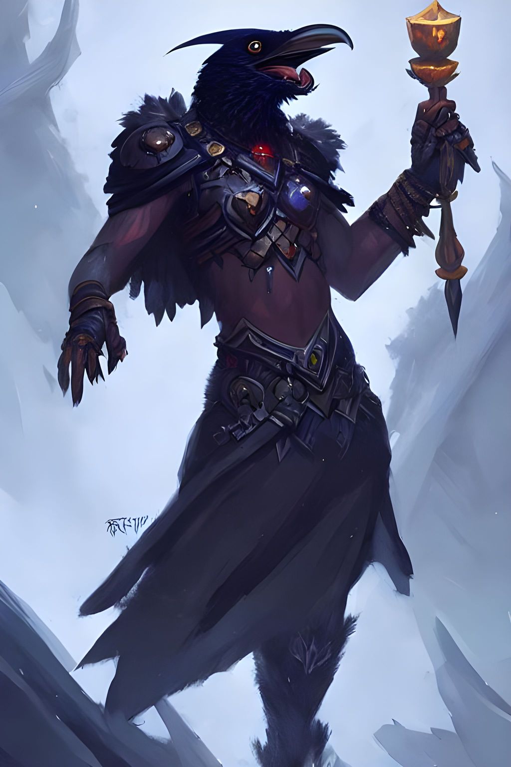 A hybrid of a human and raven themed General