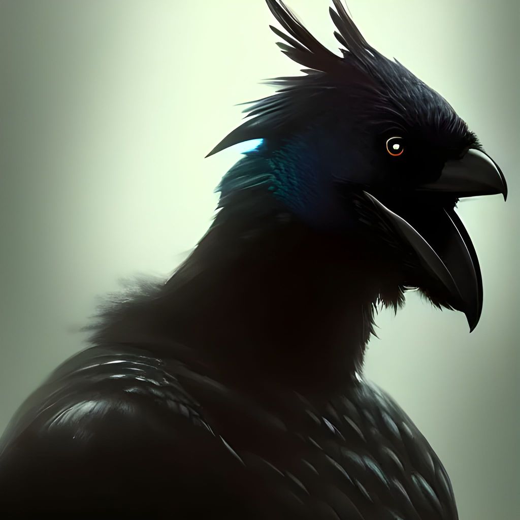 A hybrid of a human and raven | OpenArt