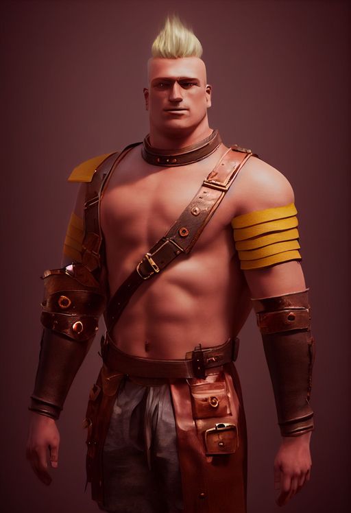 character concept, big bara short haired blond man,... | OpenArt