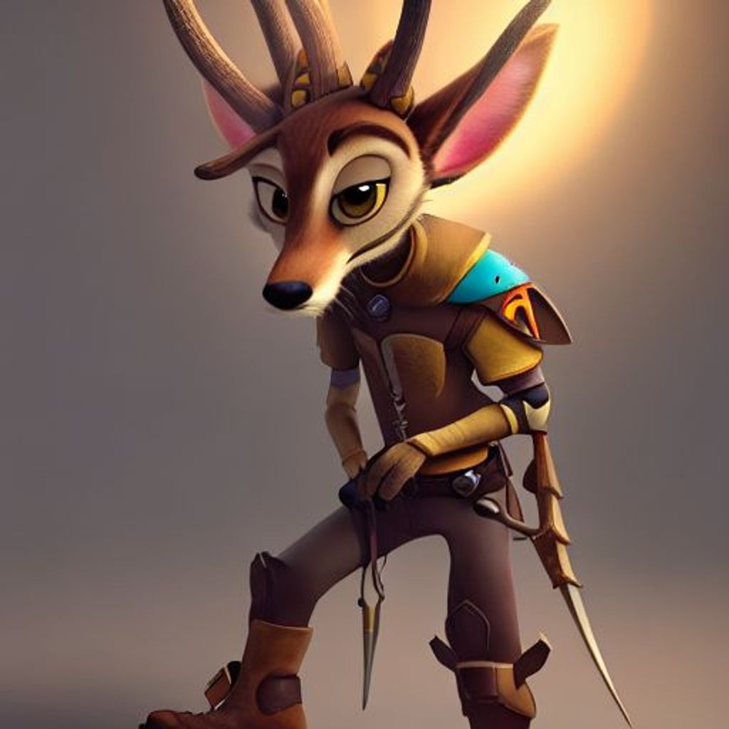 An anthro elk, big ears, wearing bone armor, gauntle... | OpenArt