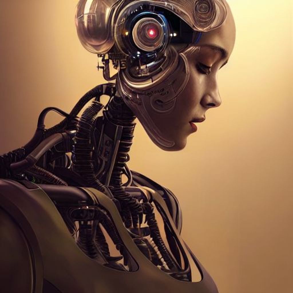 portrait of a robot painting a beautiful, intricate,...