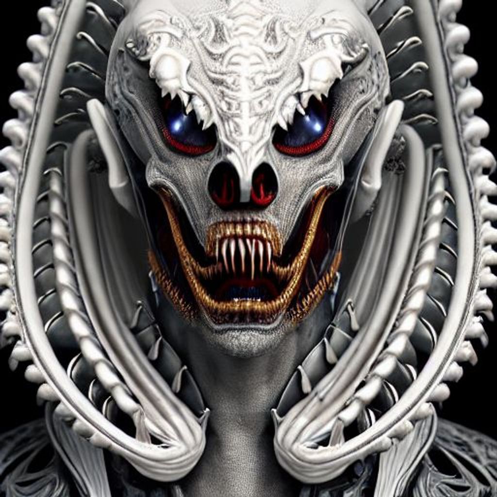 low-angle close-up portrait of a god-of-death-alien-... | OpenArt