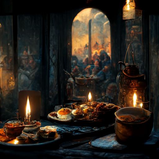 viking feast in a candle lit room | OpenArt