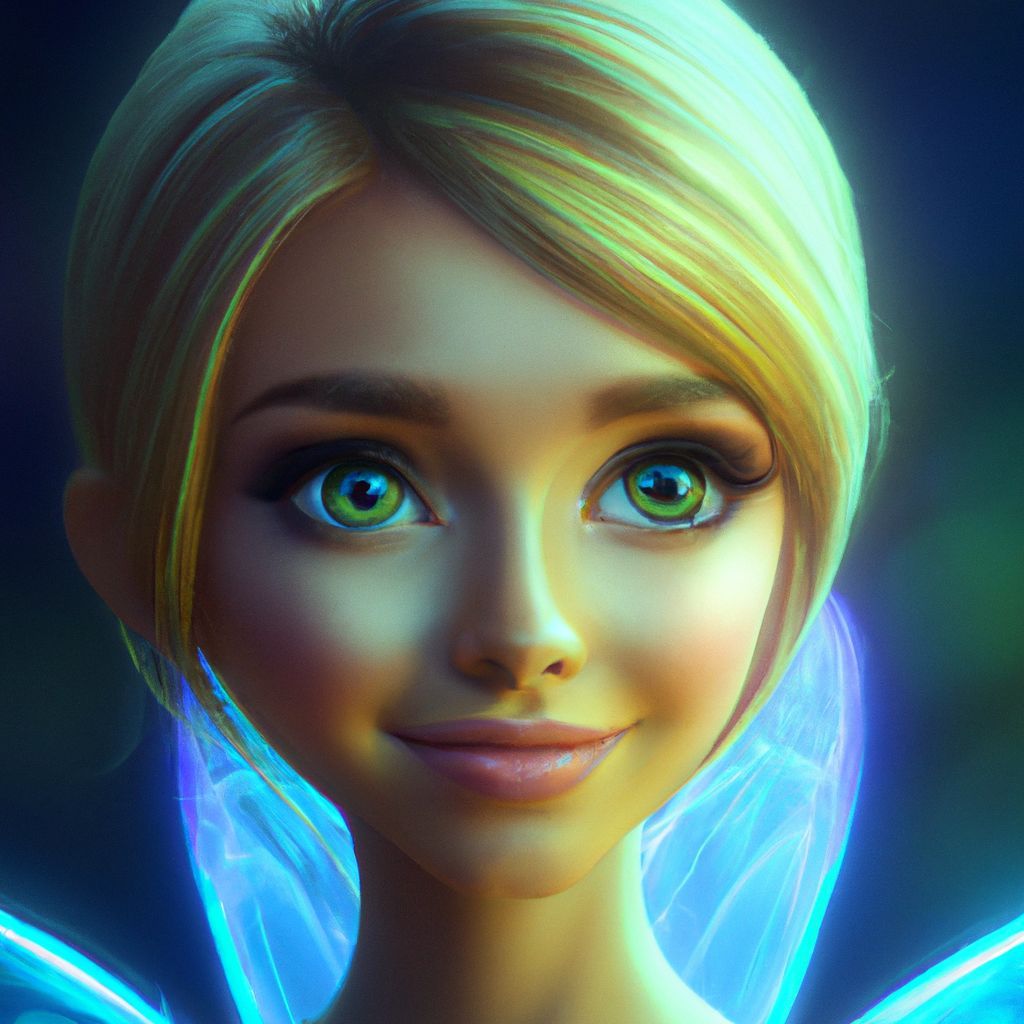 Disney Pixar Tinker Bell portrait, blonde hair, blue... | OpenArt