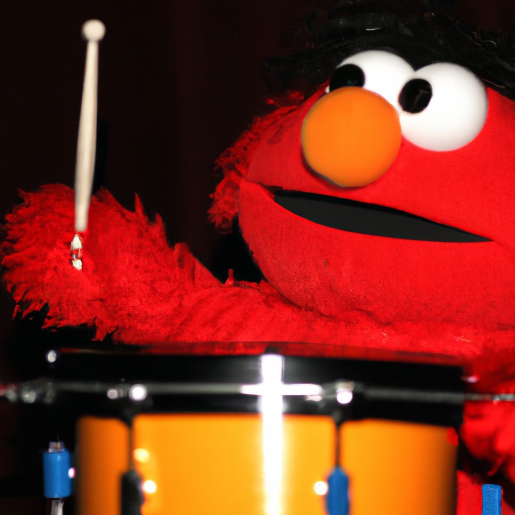 Elmo playing the drums
