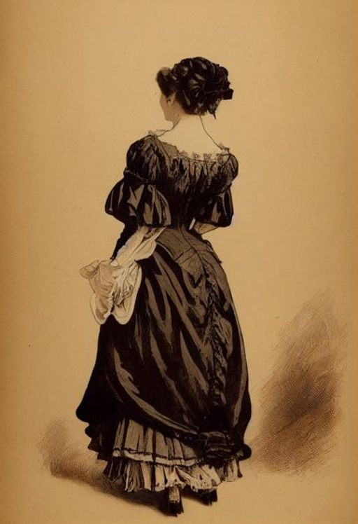 victorian woman raising the hem of her dress to show... | OpenArt