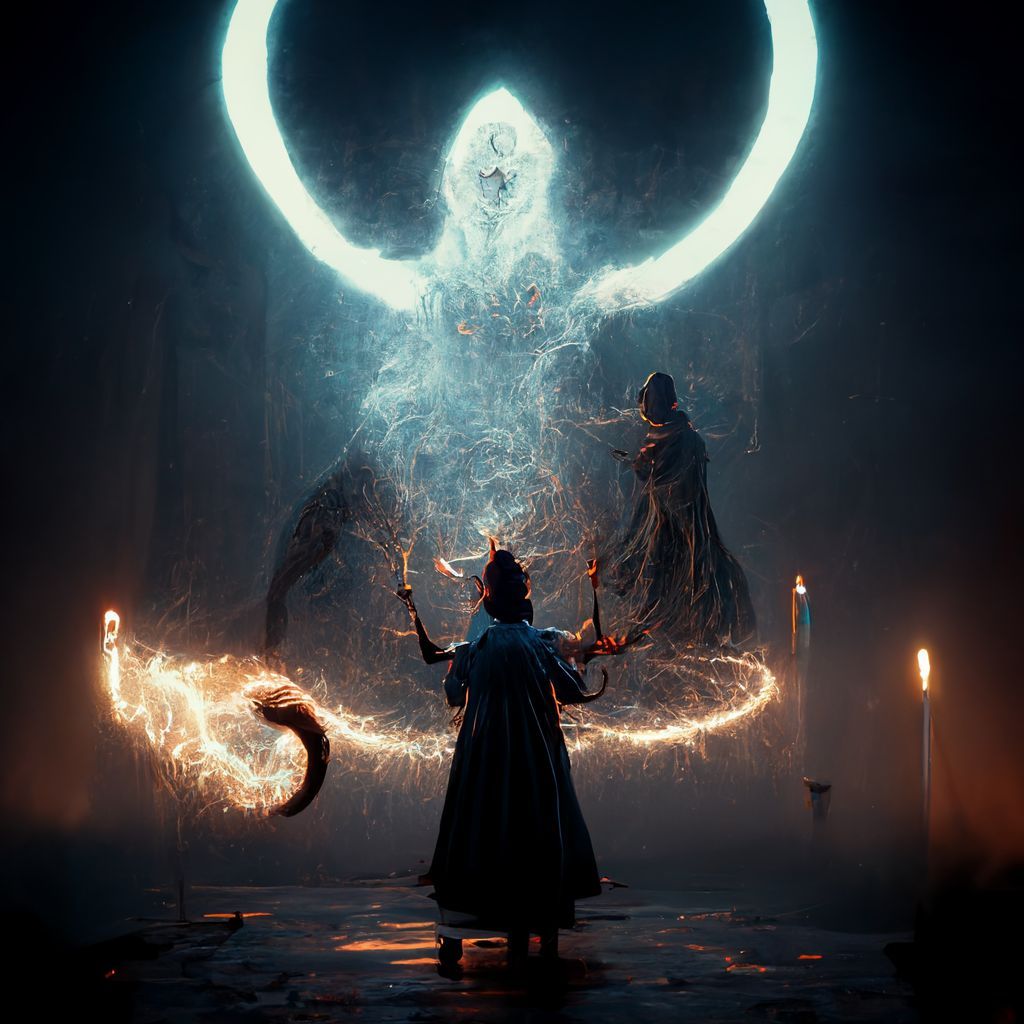 wizard summoning a demon | OpenArt