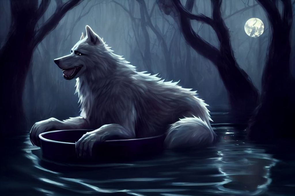 a handsome anthro werewolf colored like a husky soak... | OpenArt