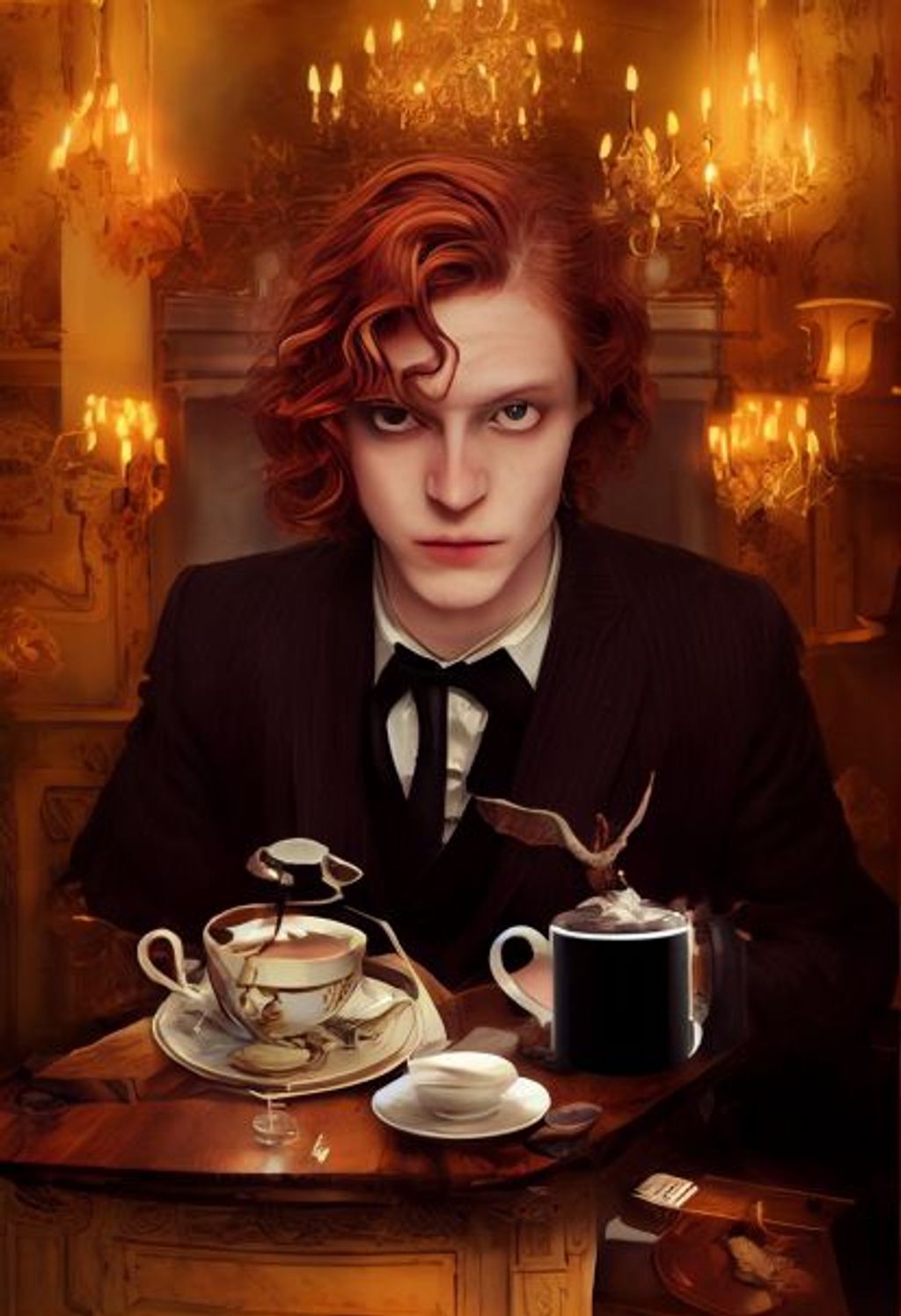 full body charater concept, a young socialite vampir... | OpenArt