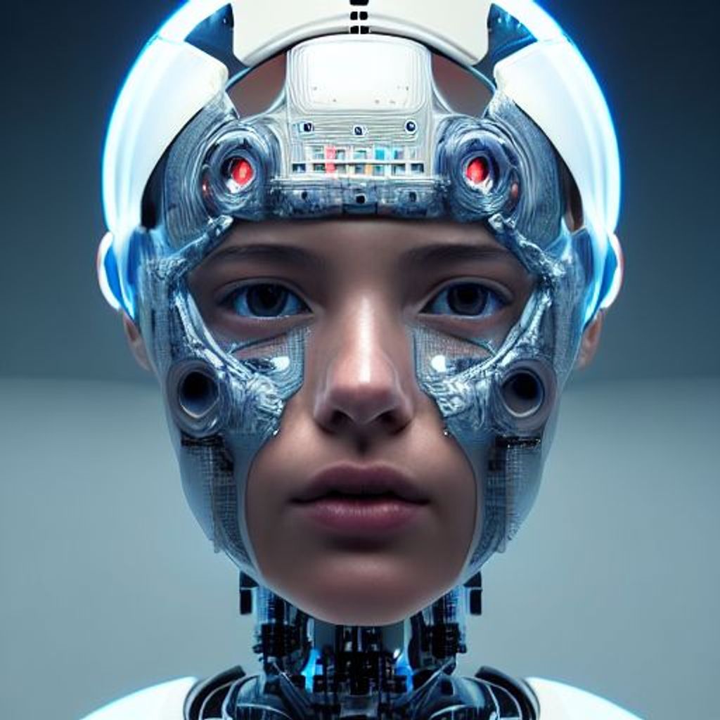 portrait of a robot painting a beautiful, intricate,...