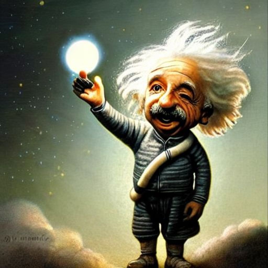 Tiny cute and adorable albert einstein astronaut, je...