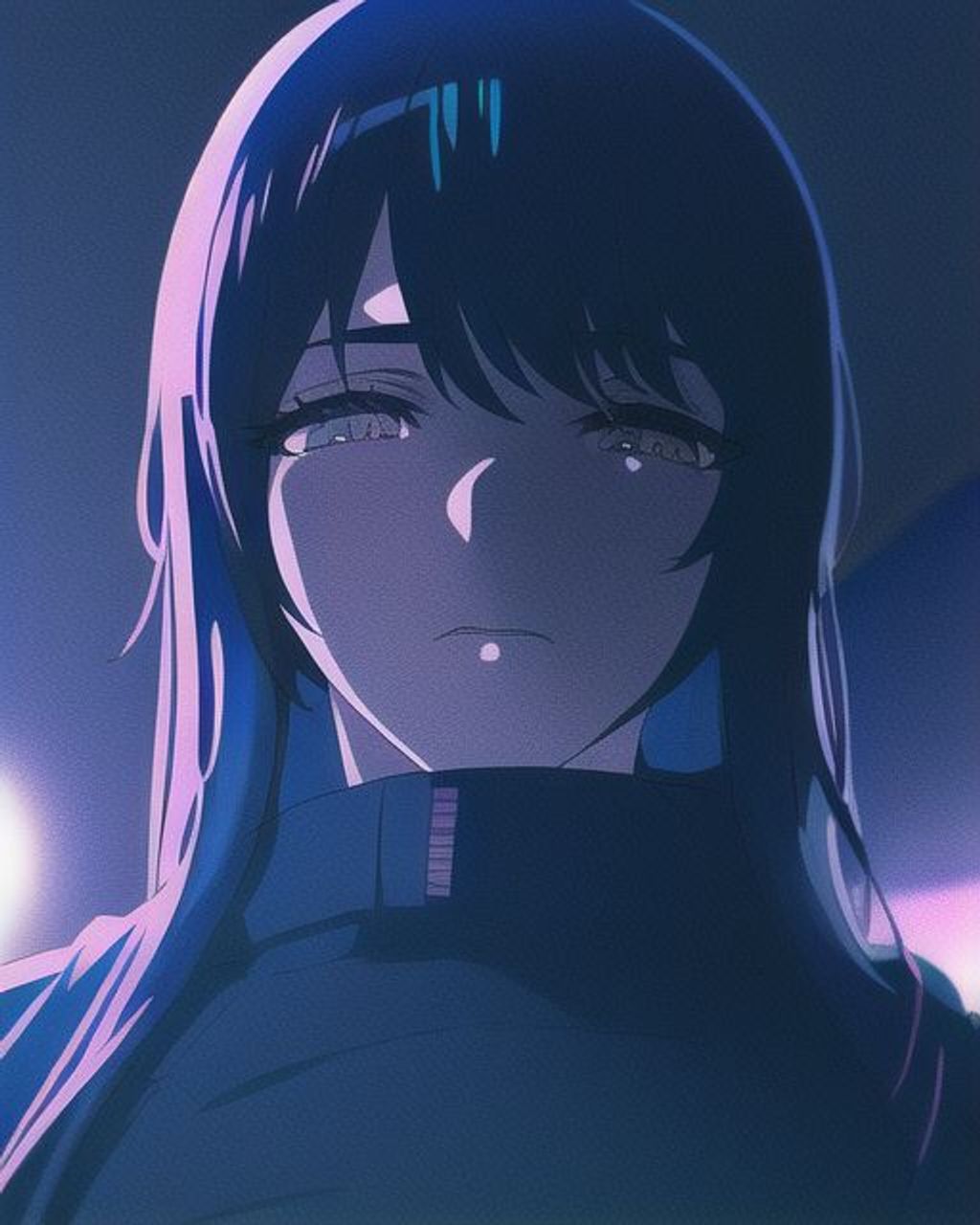 Anime girl looking down