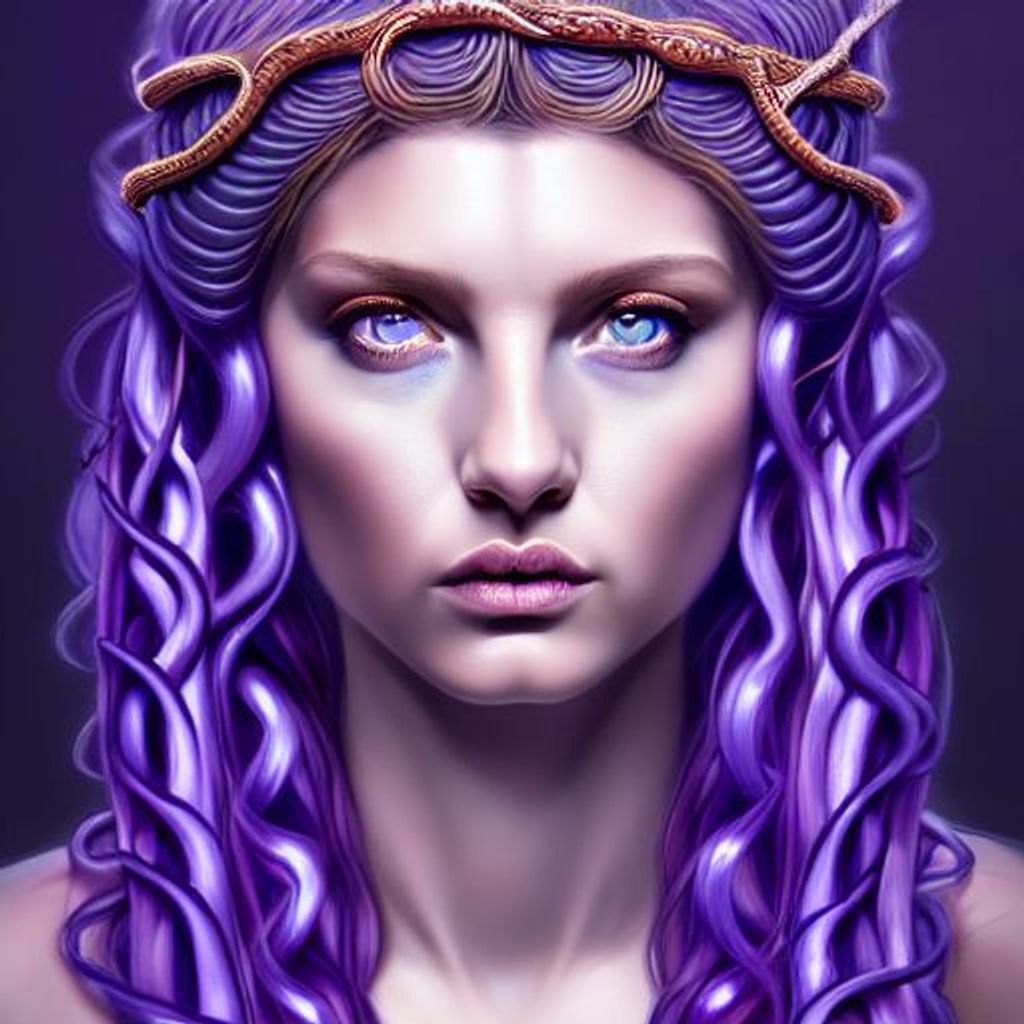 Portrait of Medusa, Ancient Greece, face, flowing sn... | OpenArt