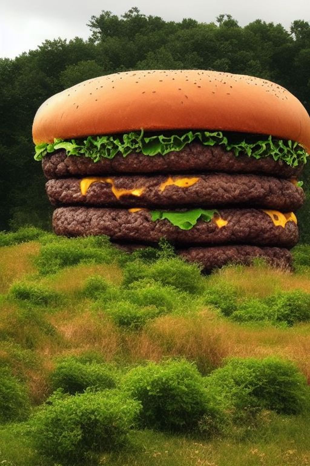 Giant burger out in nature