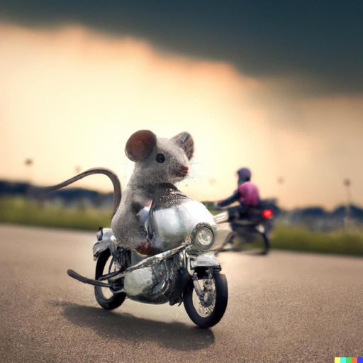 mouse riding a motorbike, beautiful landscape, wide... | OpenArt