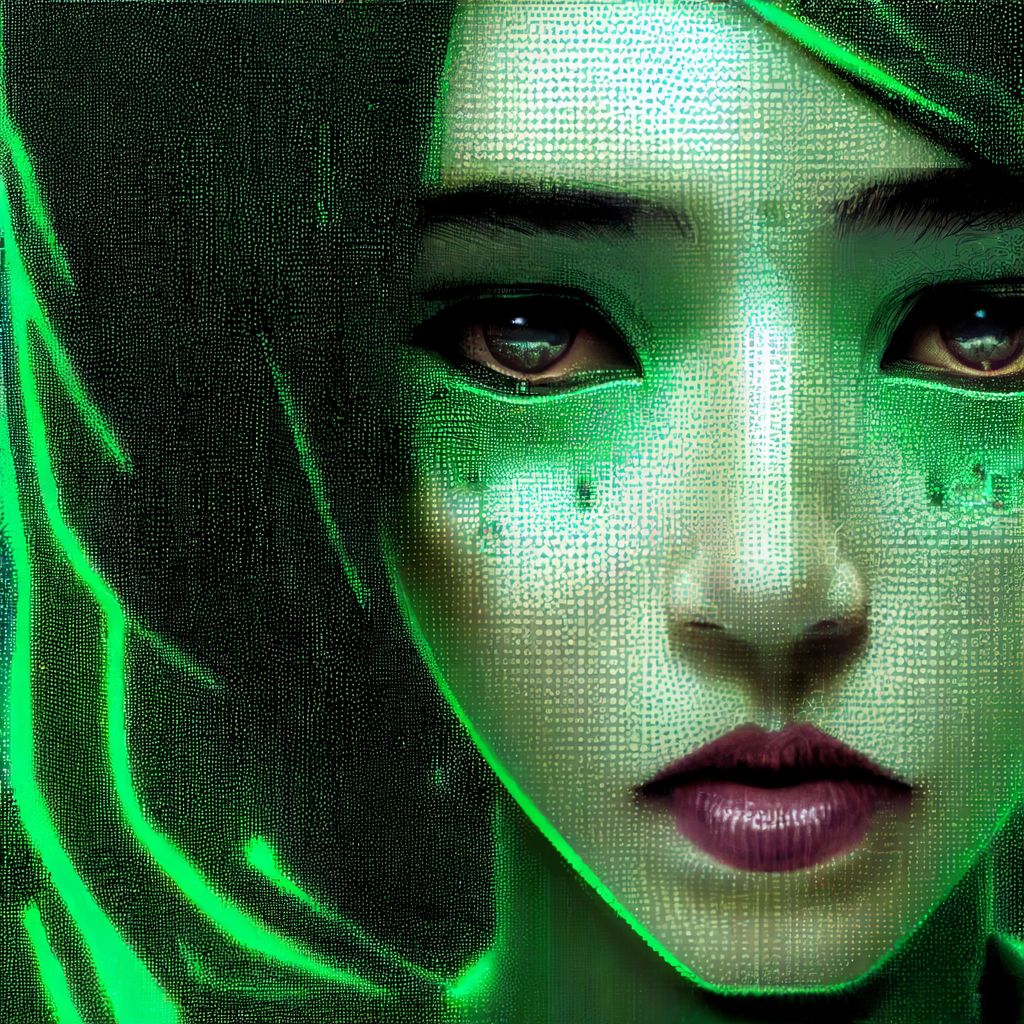 green ascii portrait of a cyberpunk girl | OpenArt