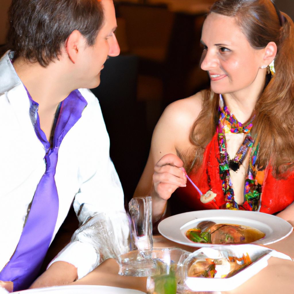 Man and woman eating dinner