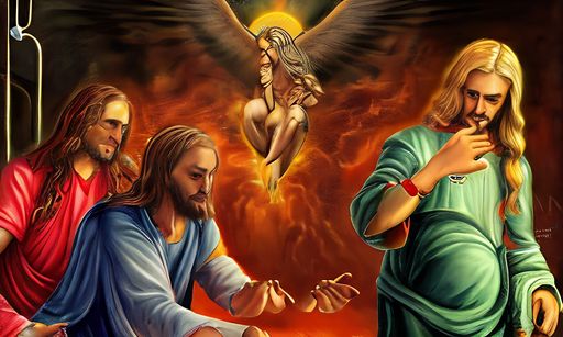 Jesus, Satan, bowling together, Masterpiece, Trendin... | OpenArt