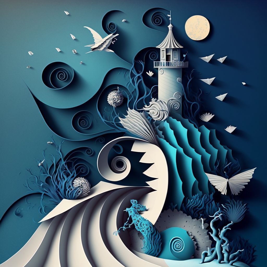 vector dreams, surrealism, 3d paper art
