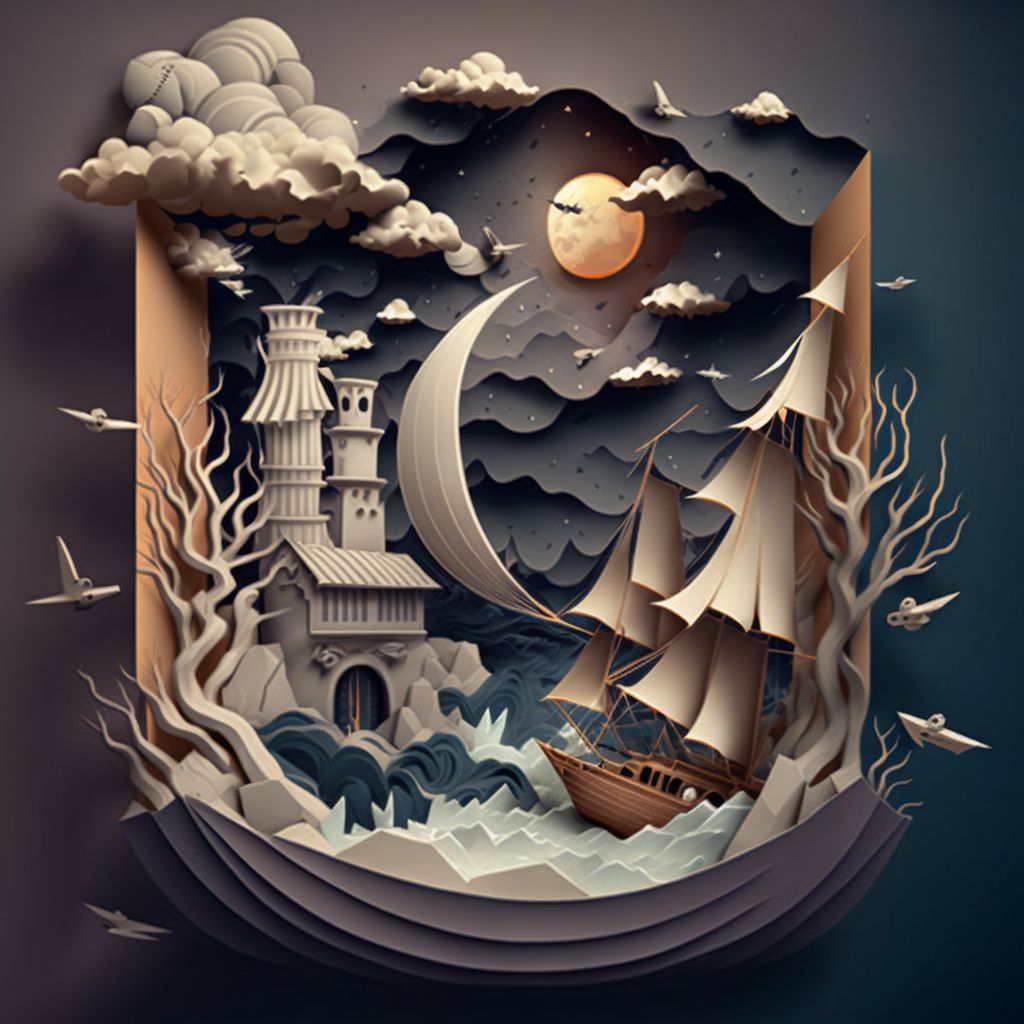 vector dreams, surrealism, 3d paper art