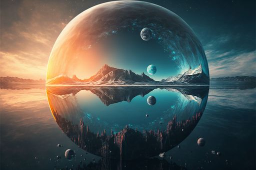 photo reflection on solar systems in the sea, cool f...