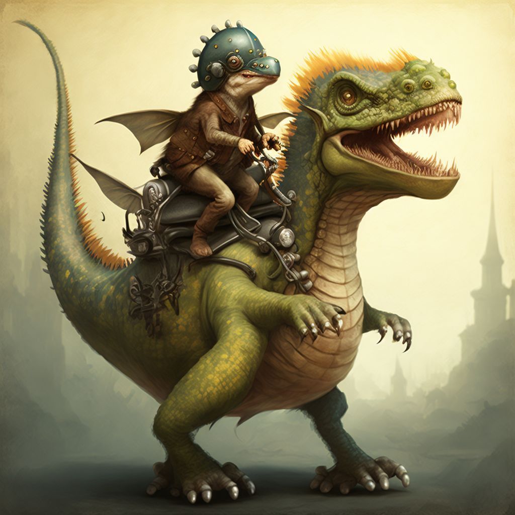 monkey riding a dinosaur | OpenArt