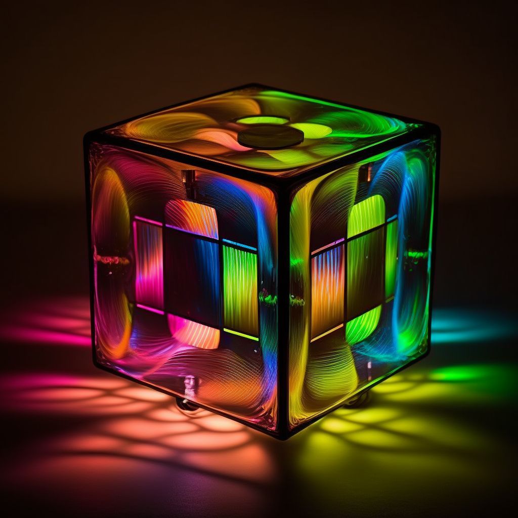 spinning multicolor light strobe cube, shader | OpenArt