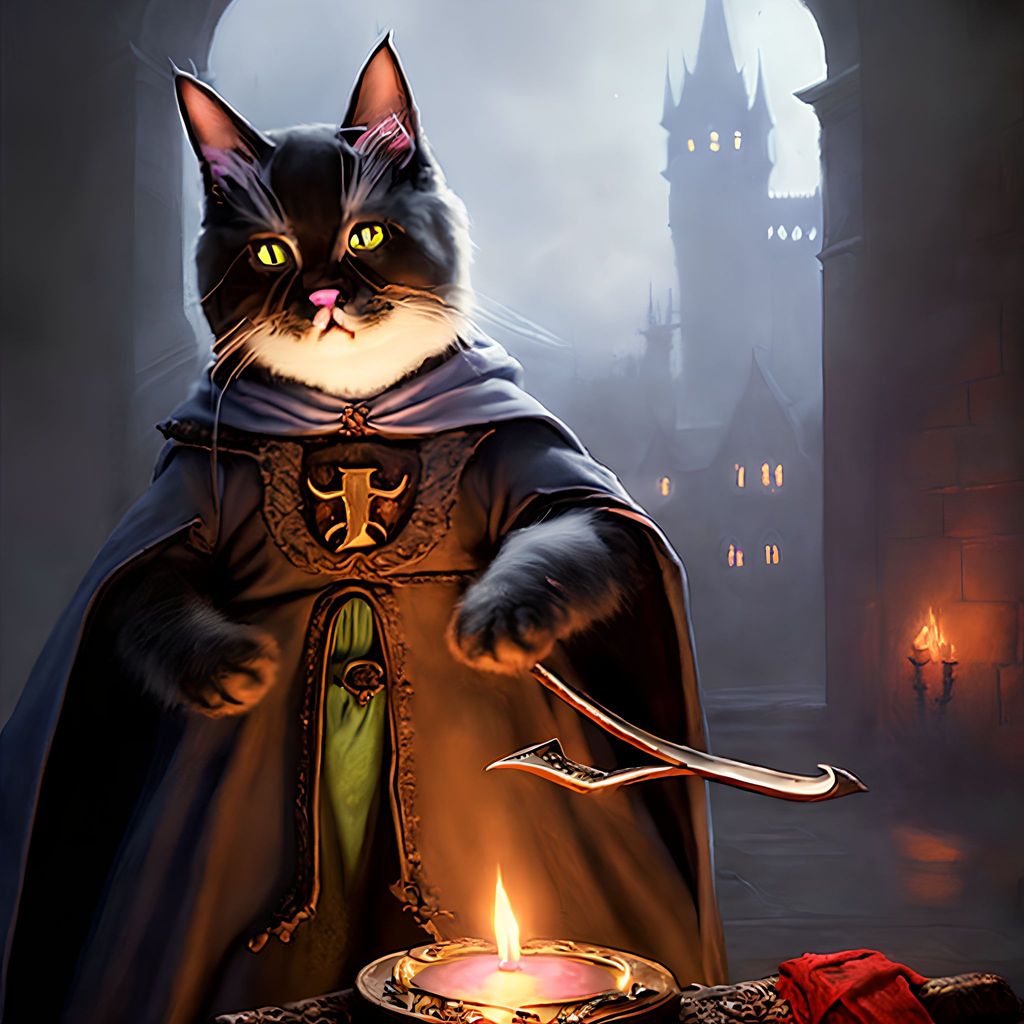 Cat casting macabre incantation | OpenArt