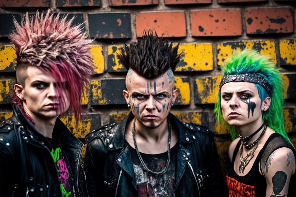 a group of punk kids next to each other, a picture,... | OpenArt