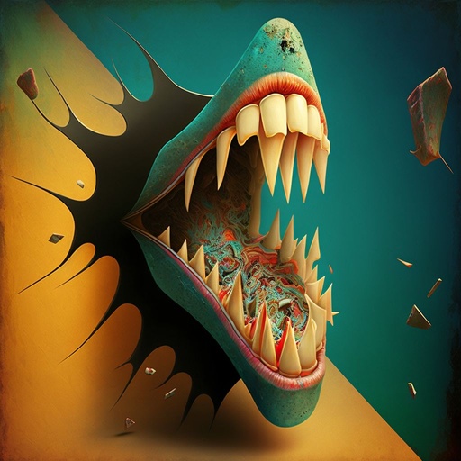 sharp tounge can cut deep, transgressive art, surreal | OpenArt