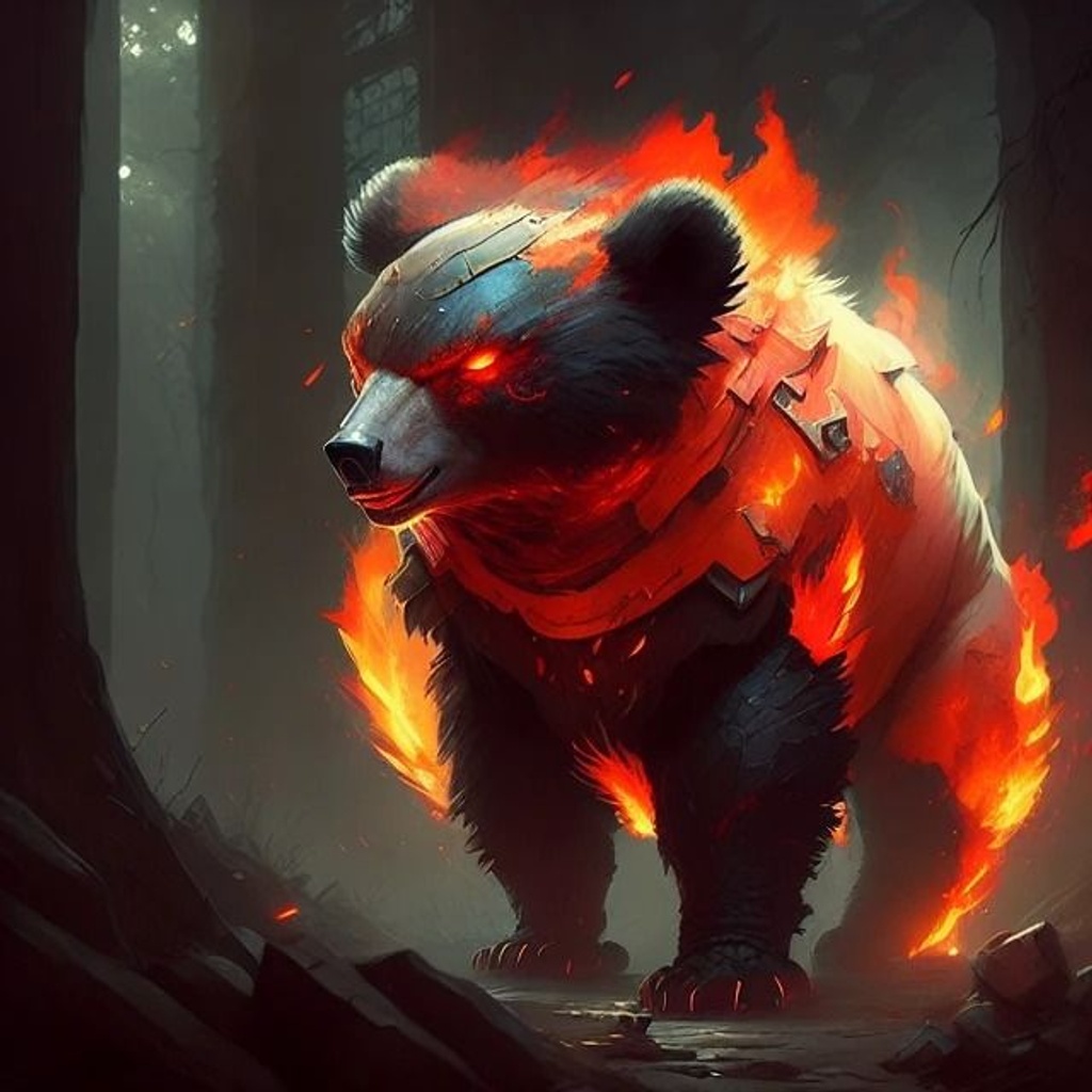 A digital art of a bear demonic fantasy monster with... | OpenArt
