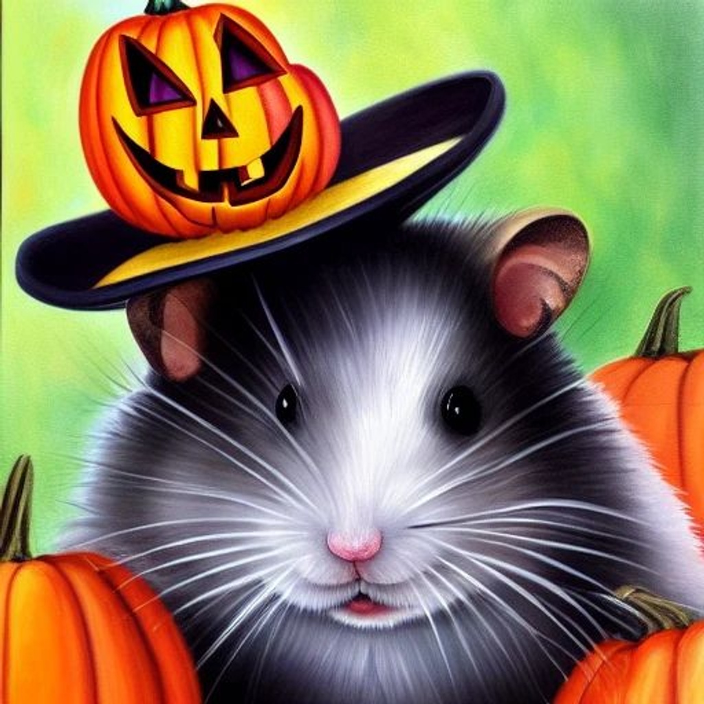 detailed painting of a hamster wearing Halloween cos... | OpenArt