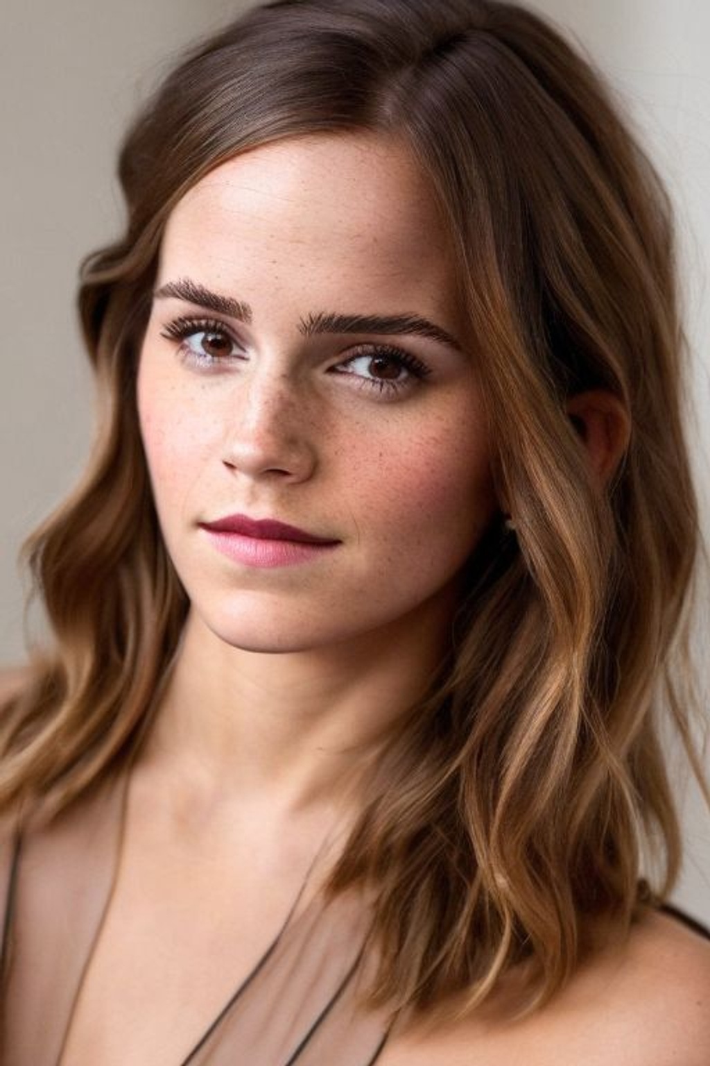instaport style, emma watson with brown hair | OpenArt