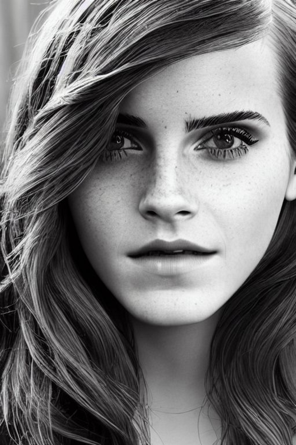 emma watson with brown hair, ((detailed face)), blac... | OpenArt