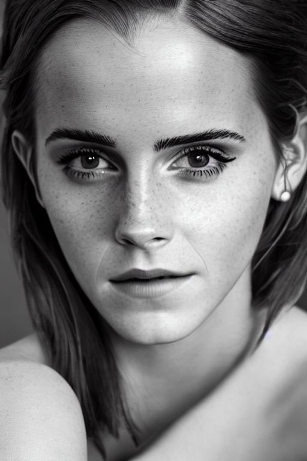 emma watson with brown hair, ((detailed face)), blac... | OpenArt