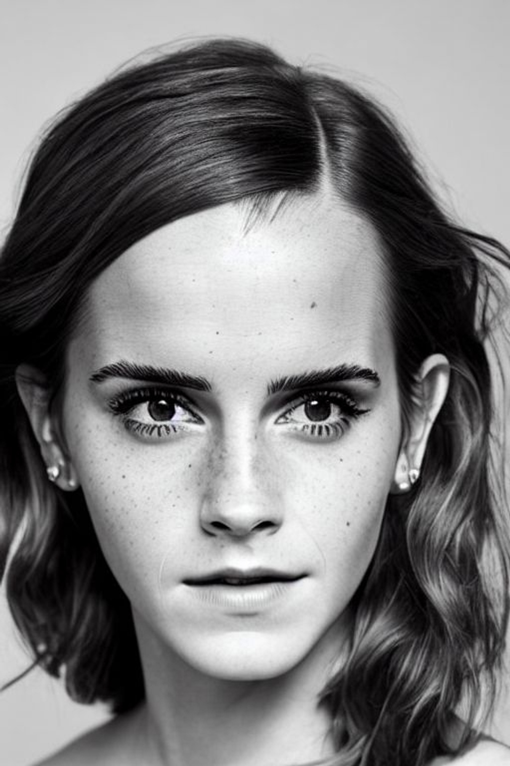 emma watson with brown hair, ((detailed face)), blac... | OpenArt