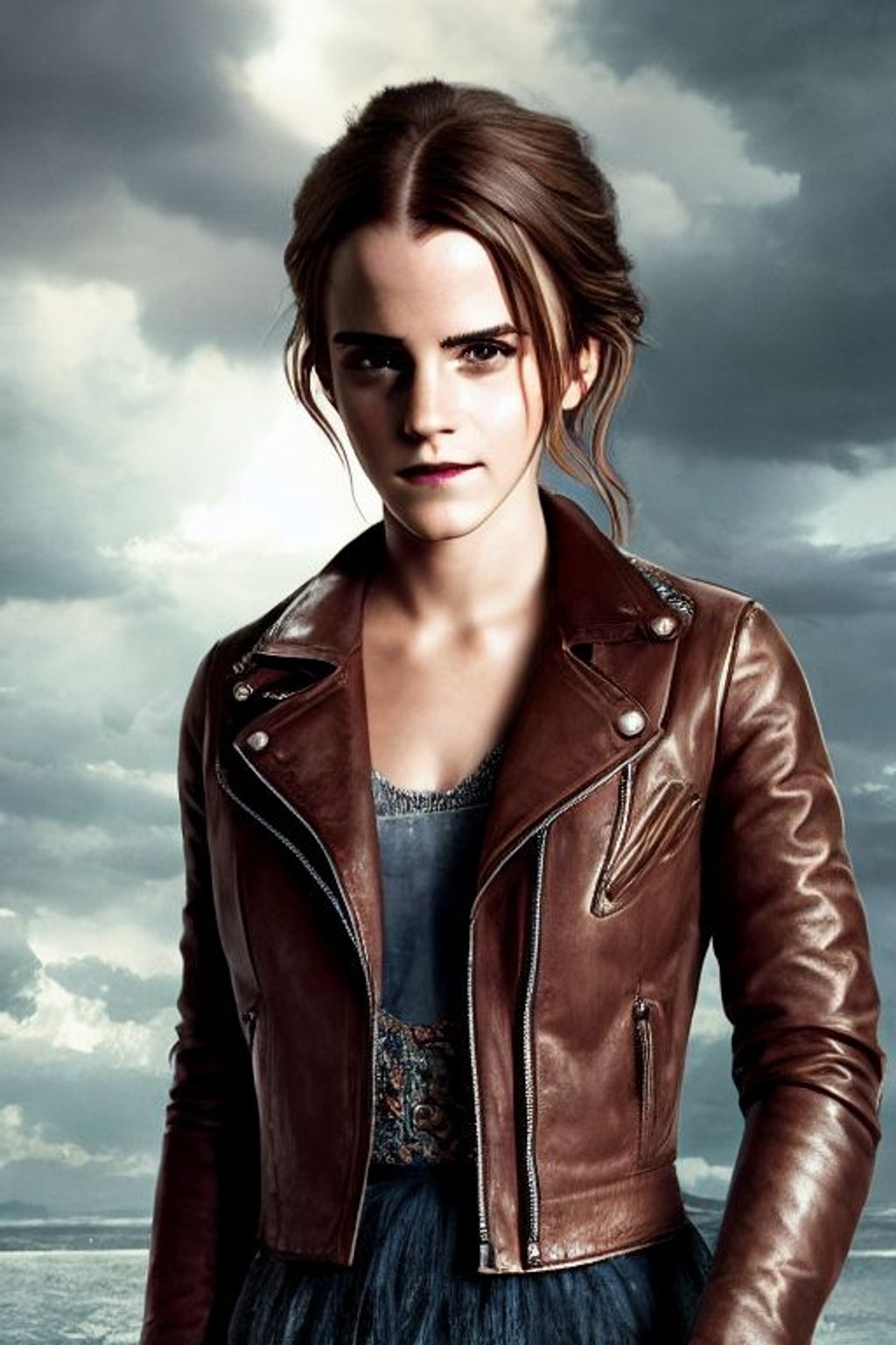 emma watson with brown hair, ((detailed face)), leat... | OpenArt